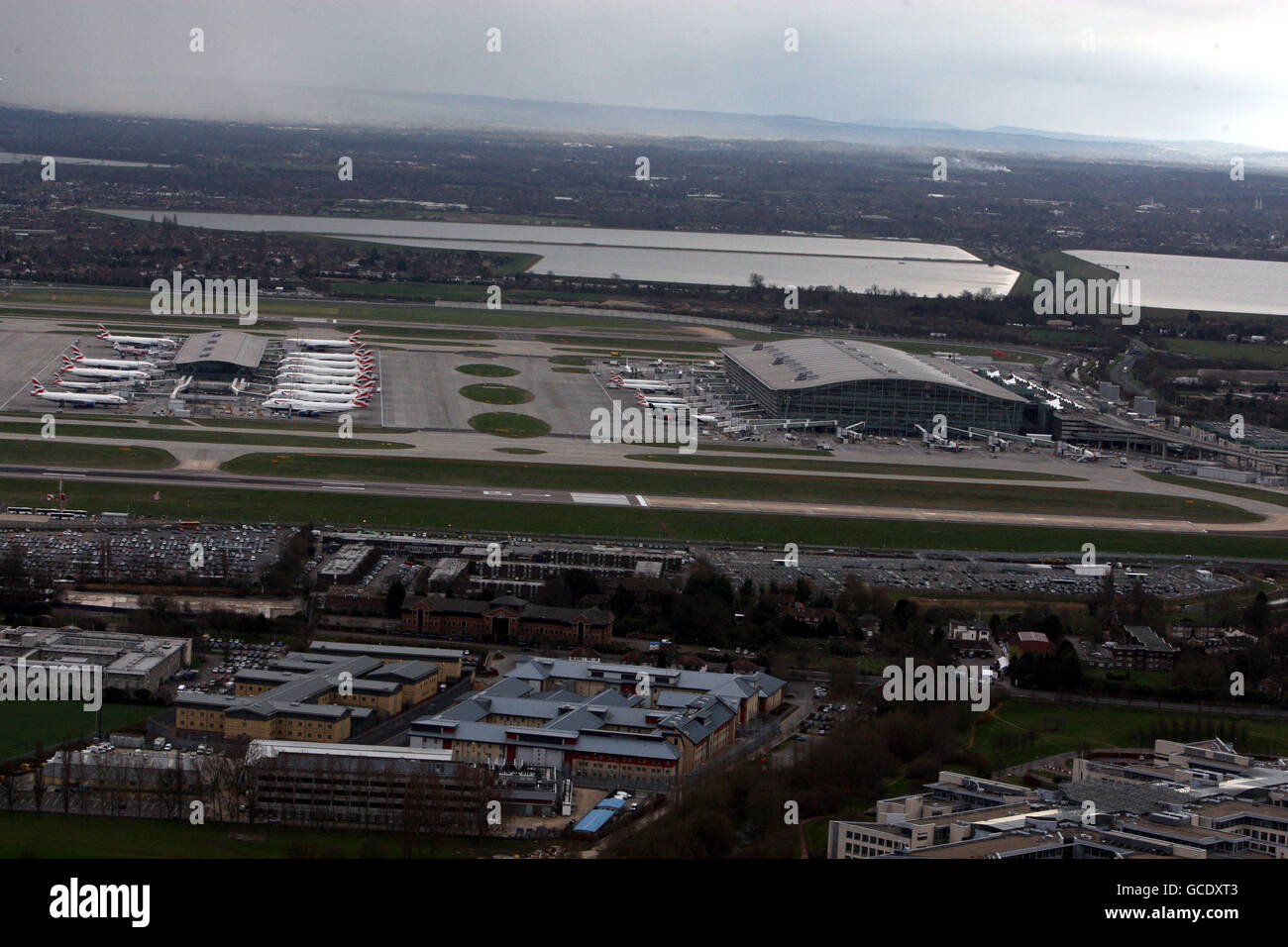 Aerial view heathrow airport hi-res stock photography and images - Alamy