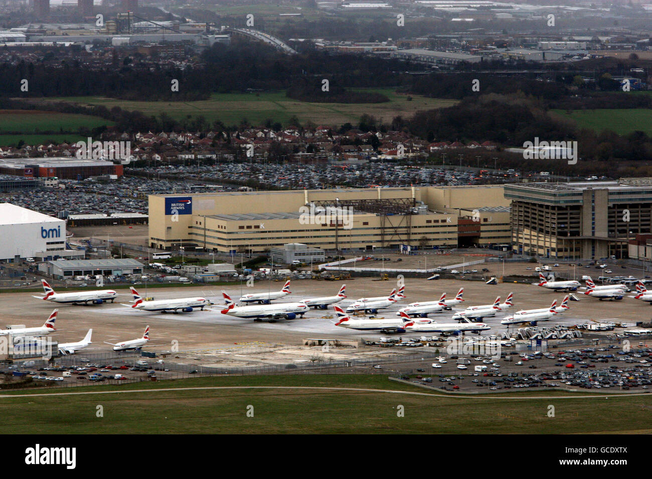 British Airways planes sit at their engineering base at Heathrow ...