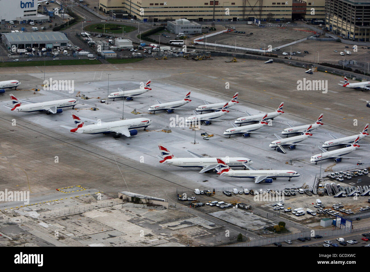 British Airways planes sit at their engineering base at Heathrow ...