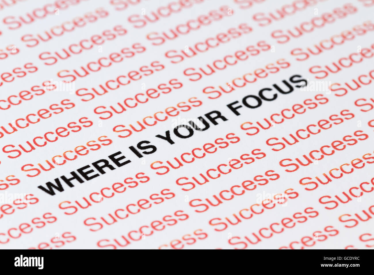 concept image using printed words and a play on focus with a shallow ...