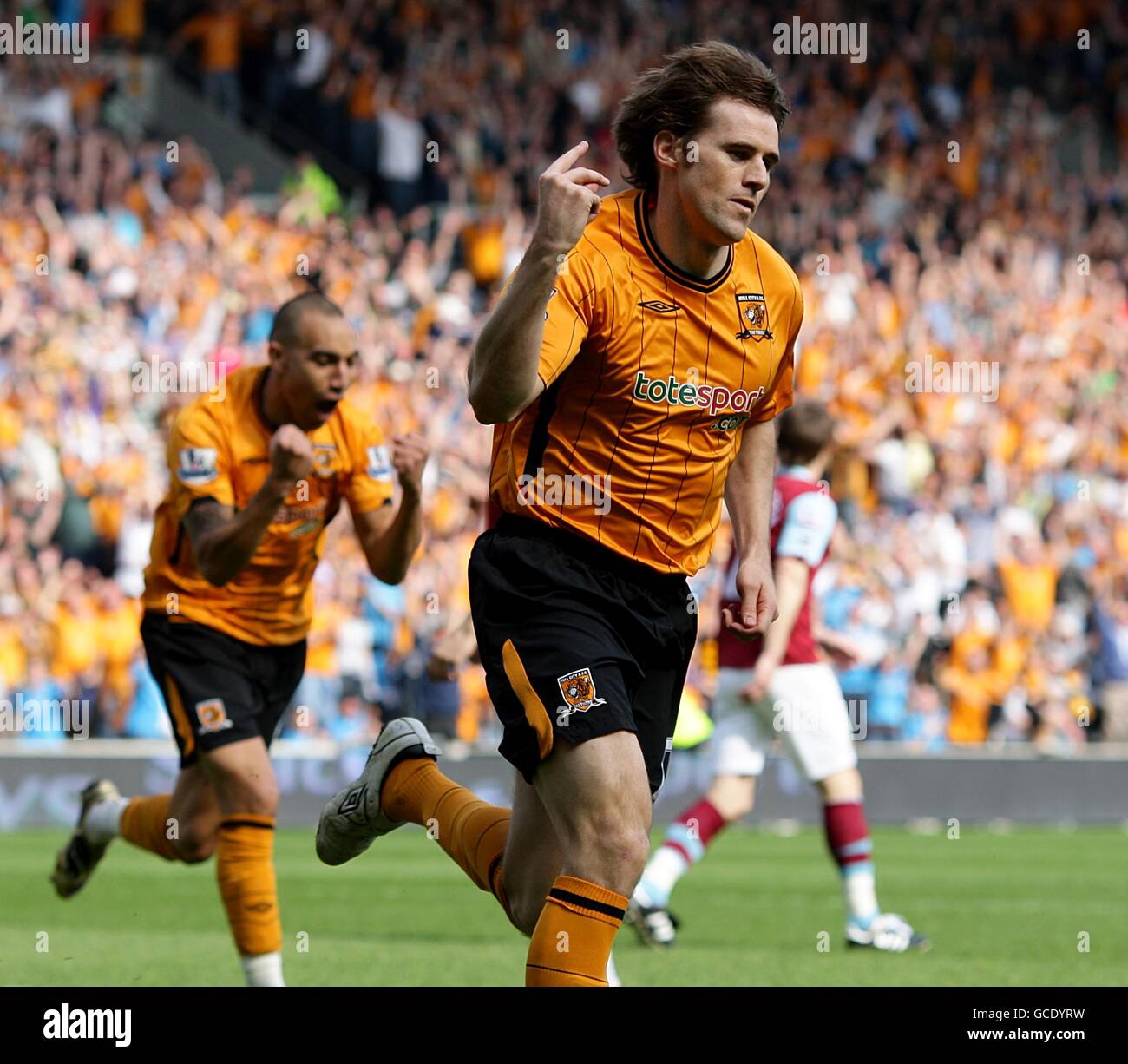 Hull citys kevin kilbane celebrates scoring the opening goal hi-res ...