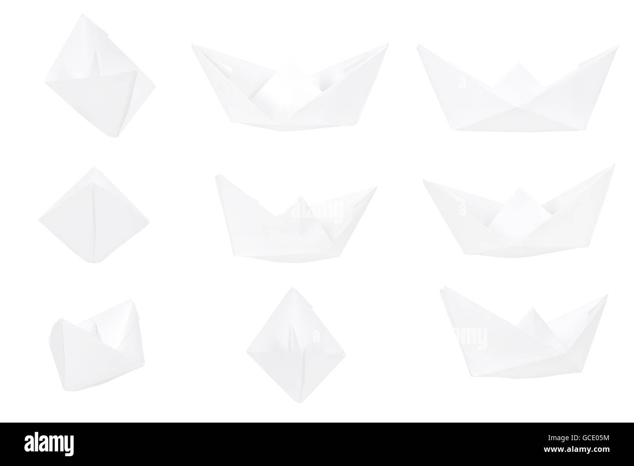 Different views of a paper boat isolated on white background. Paper ...
