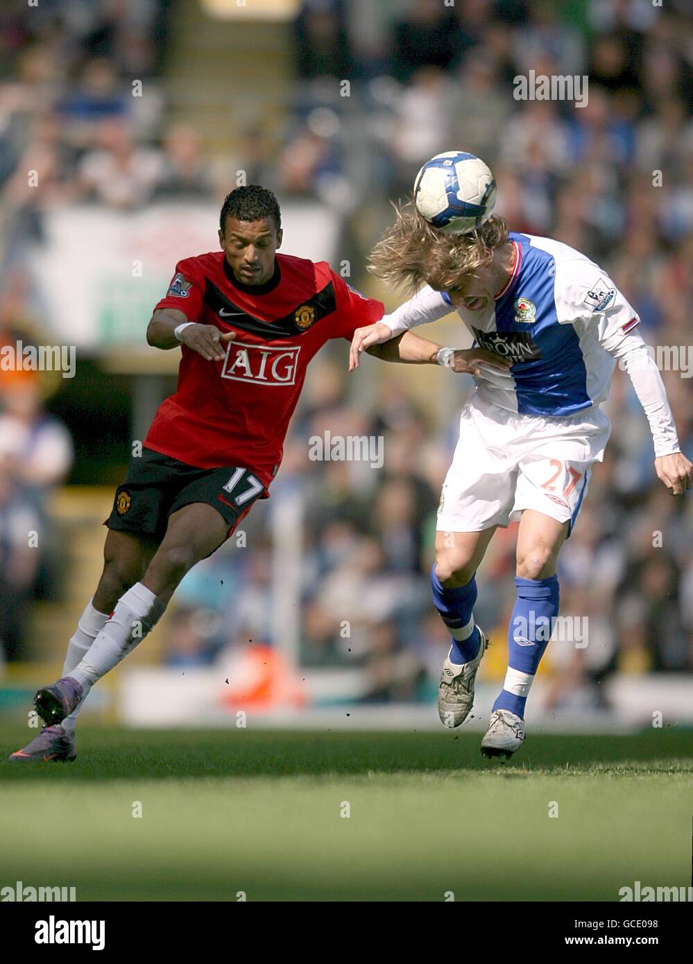 Manchester United's Luis Nani (left) and Blackburn Rovers' Michel ...