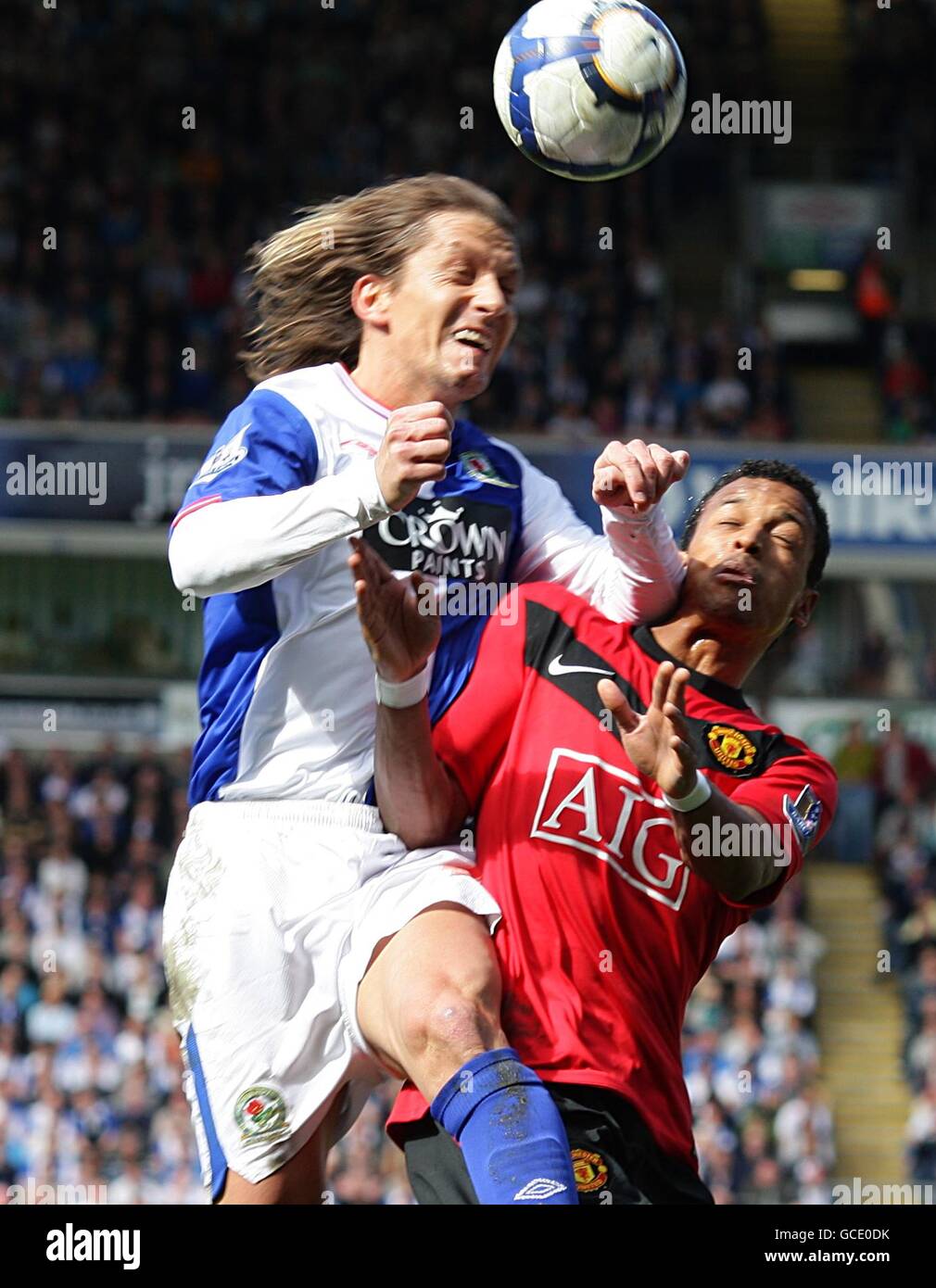 Blackburn Rovers' Michel Salgado (left) and Manchester United's Luis ...