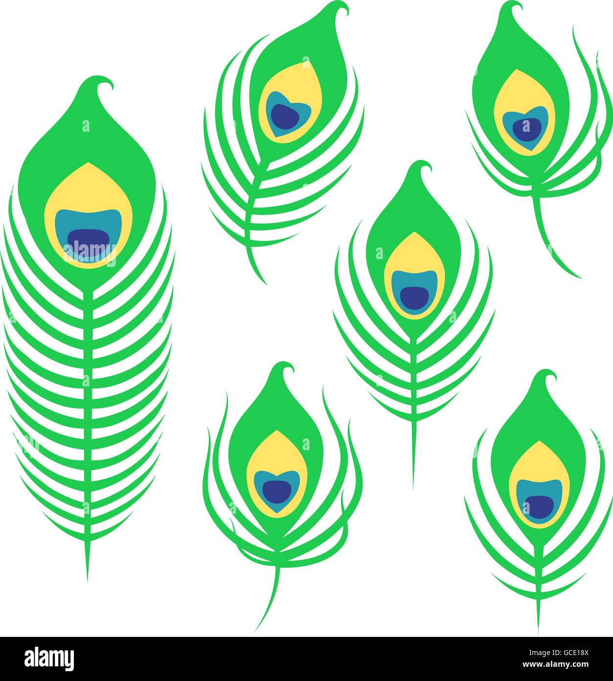 Set Of Peacock Feathers Stock Vector Image And Art Alamy