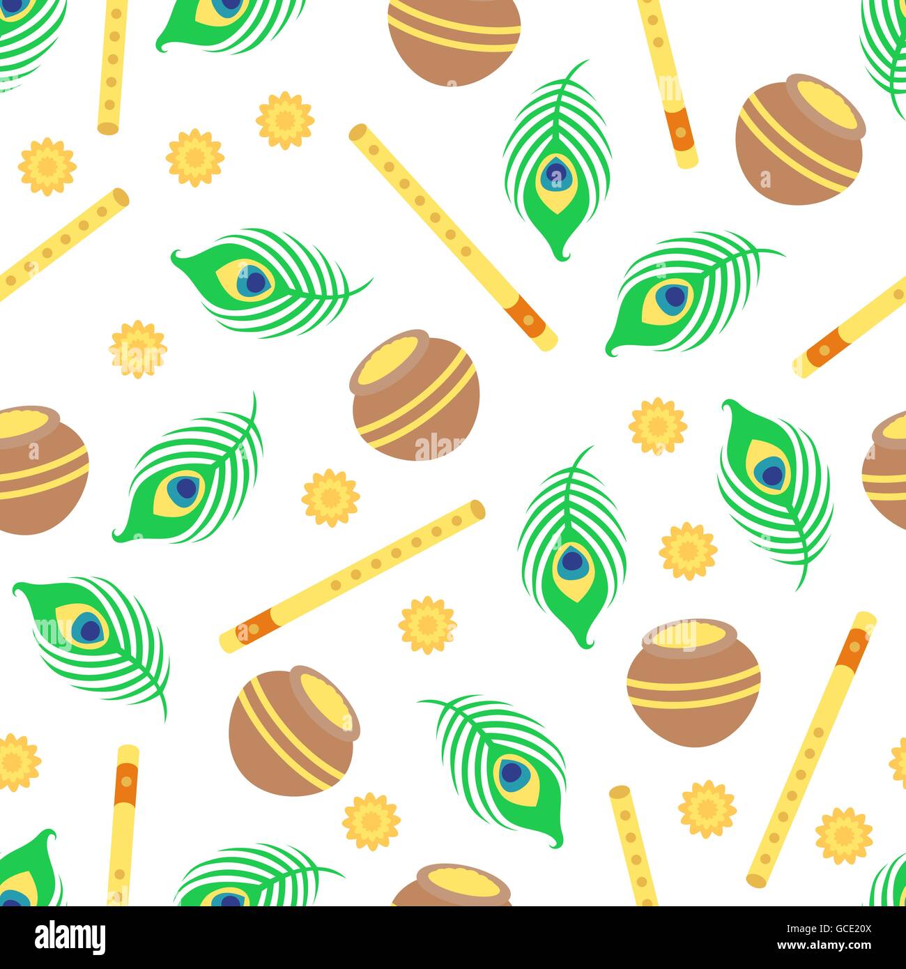 Seamless pattern with Krishna symbols Stock Vector Image & Art - Alamy