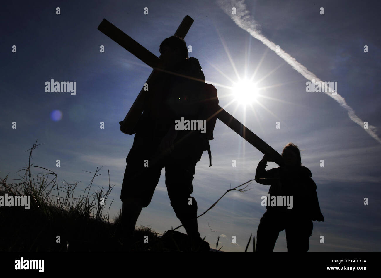 Pilgrims walk with crosses on the final leg of the Northern Cross ...