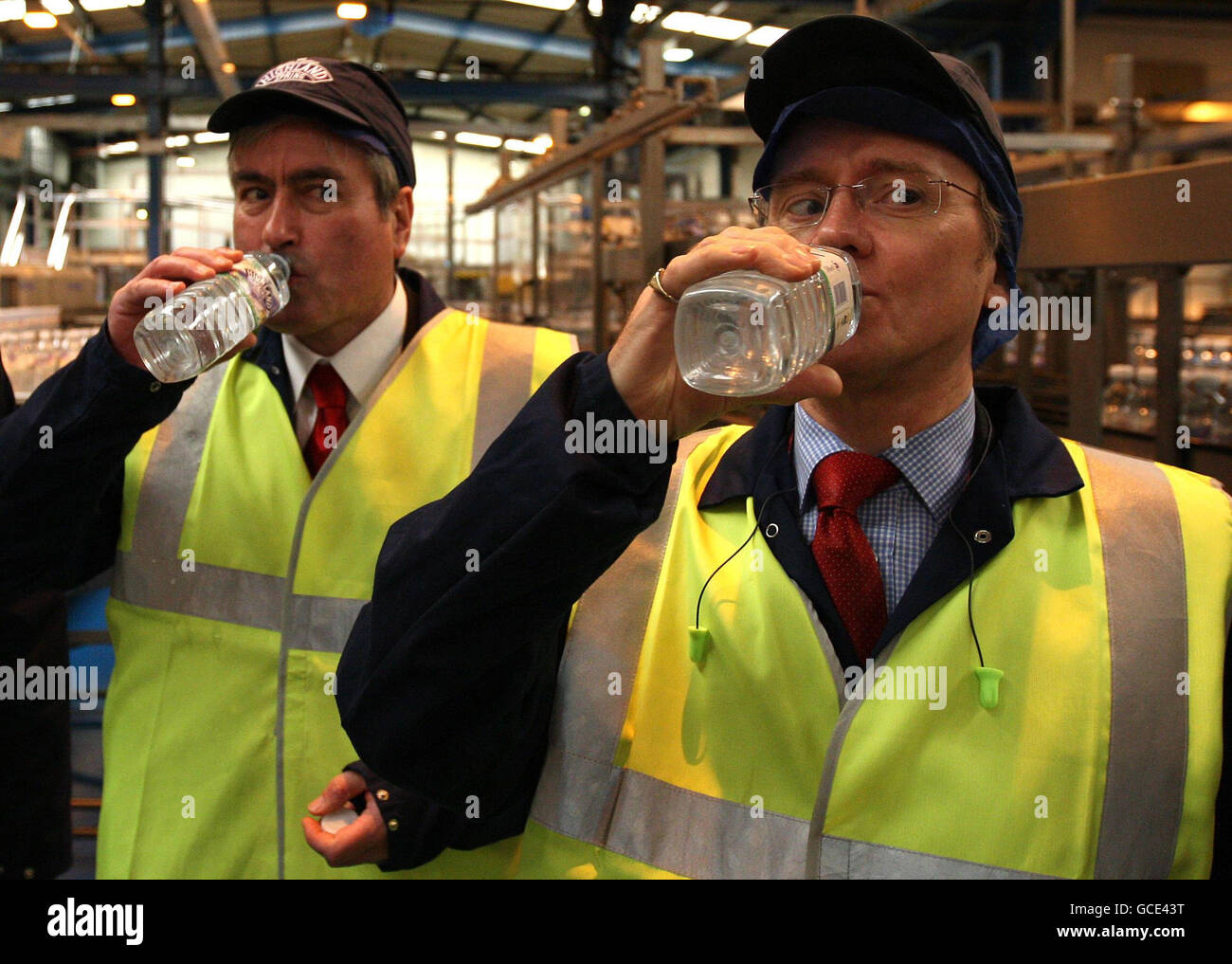 Gordon banks right visit highland spring factory in blackford hi-res ...
