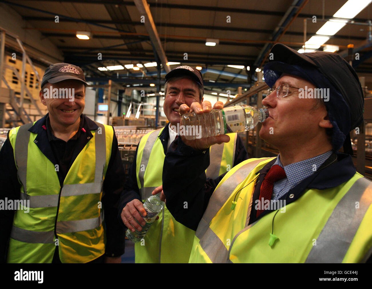 Gordon banks right visit highland spring factory in blackford hi-res ...