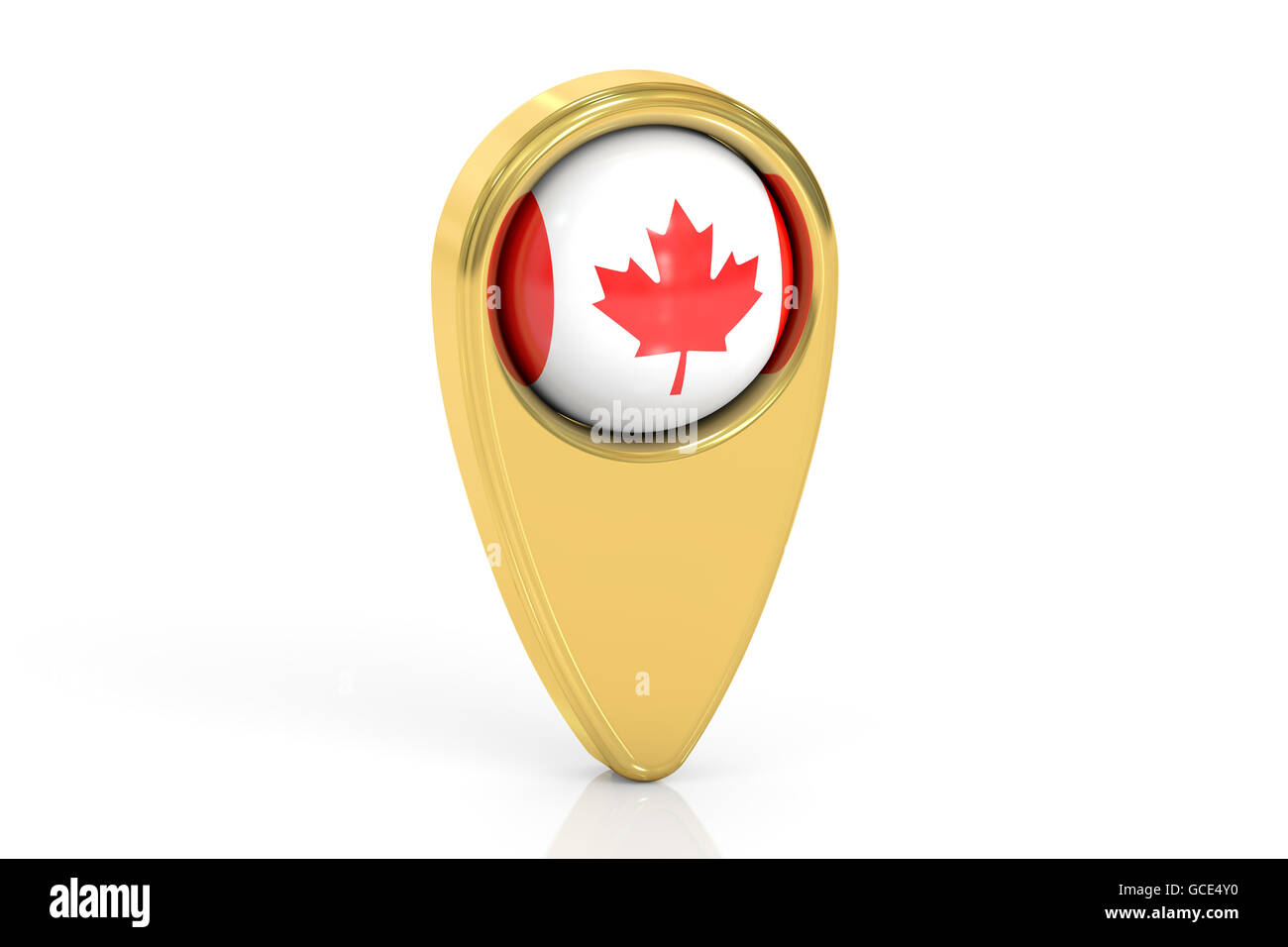 map pointer with flag of Canada, 3D rendering isolated on white ...