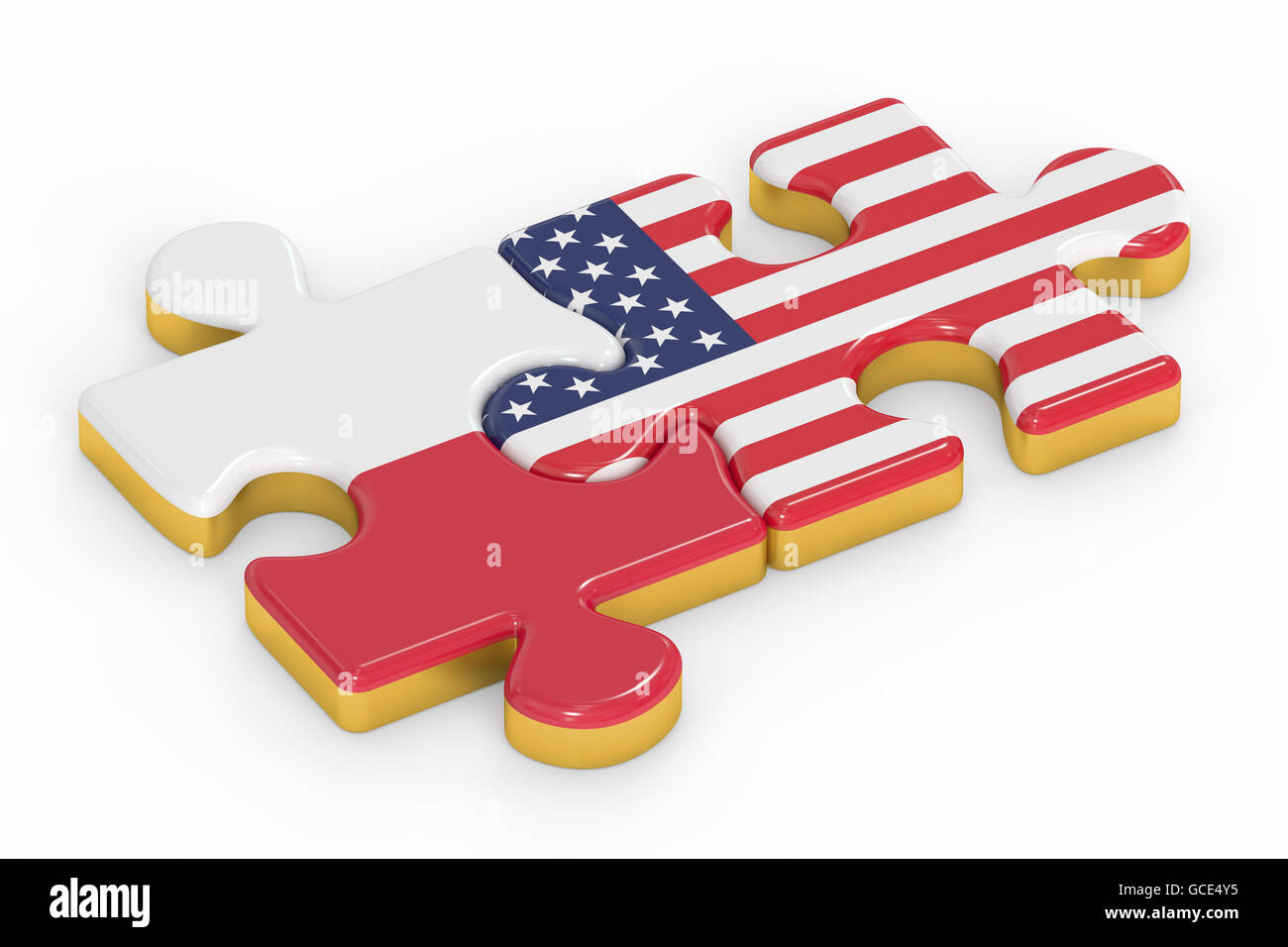 USA and Poland puzzles from flags, relation concept. 3D rendering Stock ...