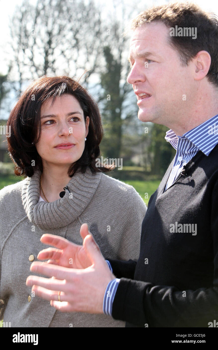 Liberal Democrat Leader Nick Clegg with his wife Miriam Gonzalez ...