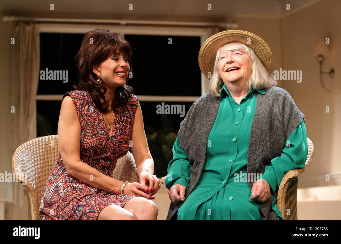 Sally Farmiloe-Neville (left) in character as Simona and Judy Cornwell ...