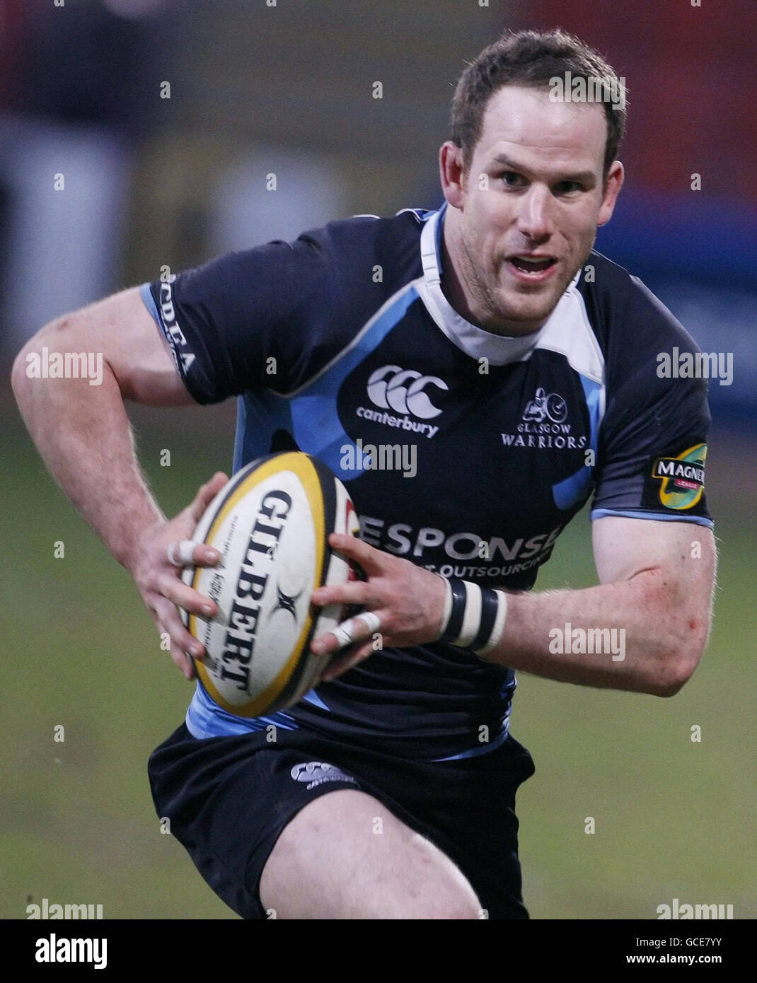 Glasgow Warriors' Graeme Morrison in action on his way to scoring a try ...