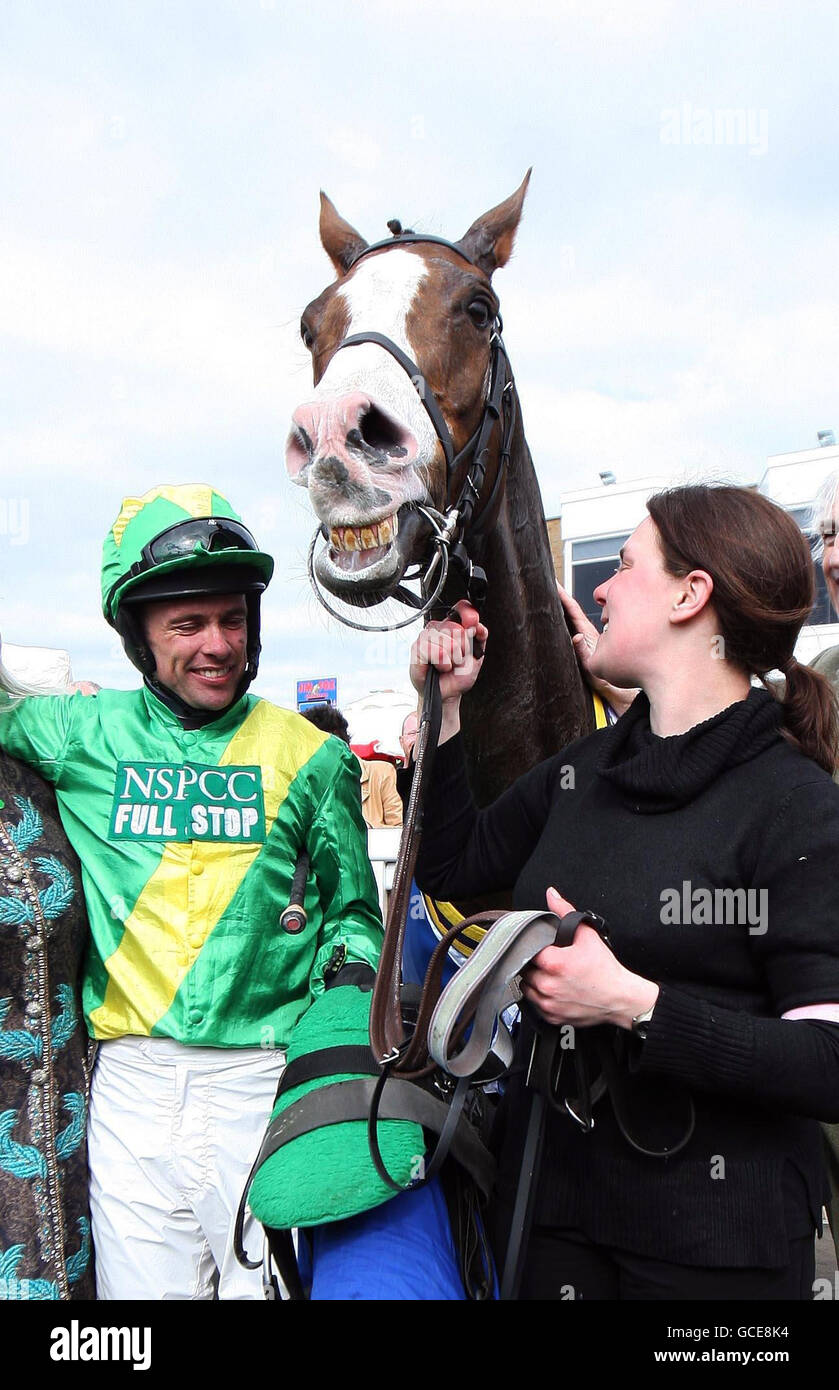 Merigo and jockey Timmy Murphy celebrate winning the Coral Scottish ...
