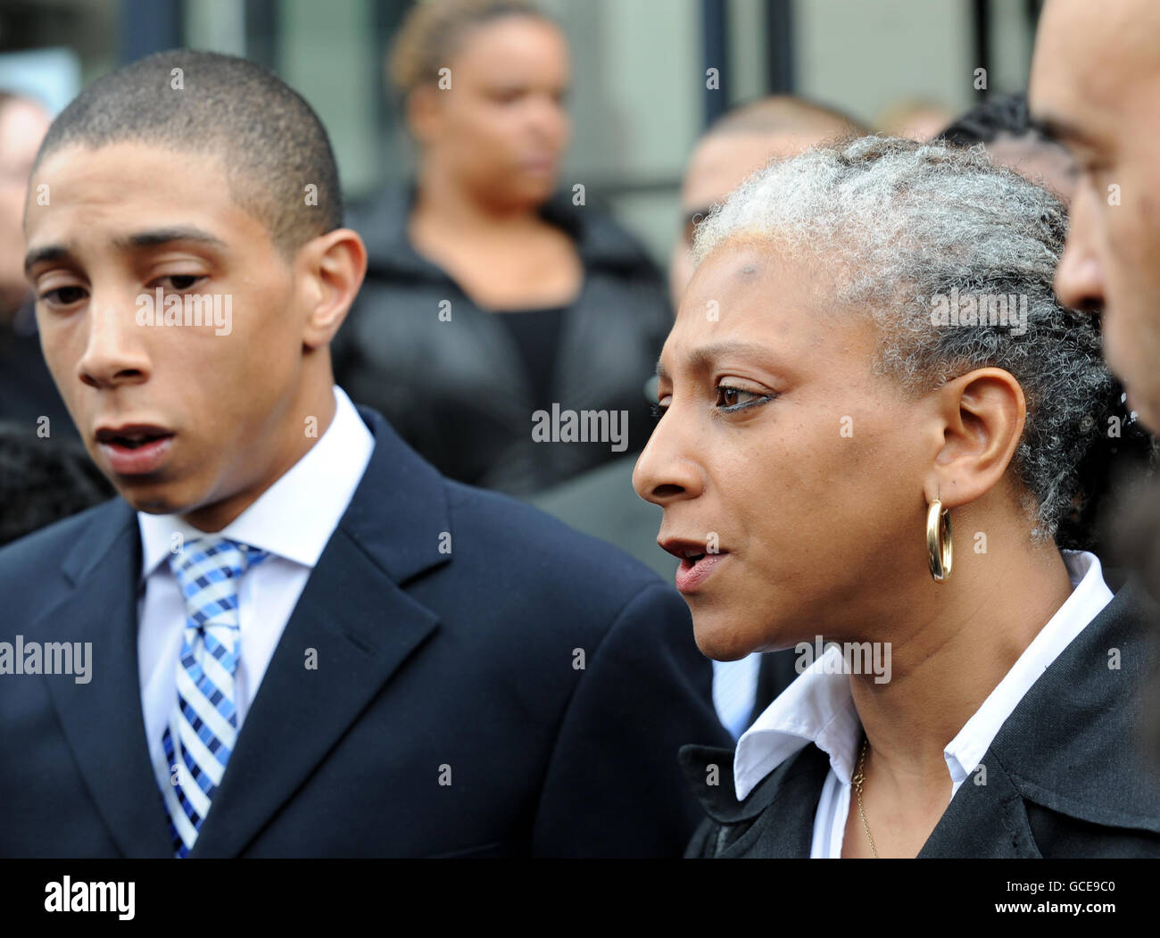Omari Roberts (left) and his mother Jacqueline McKenzie-Johnson (right ...