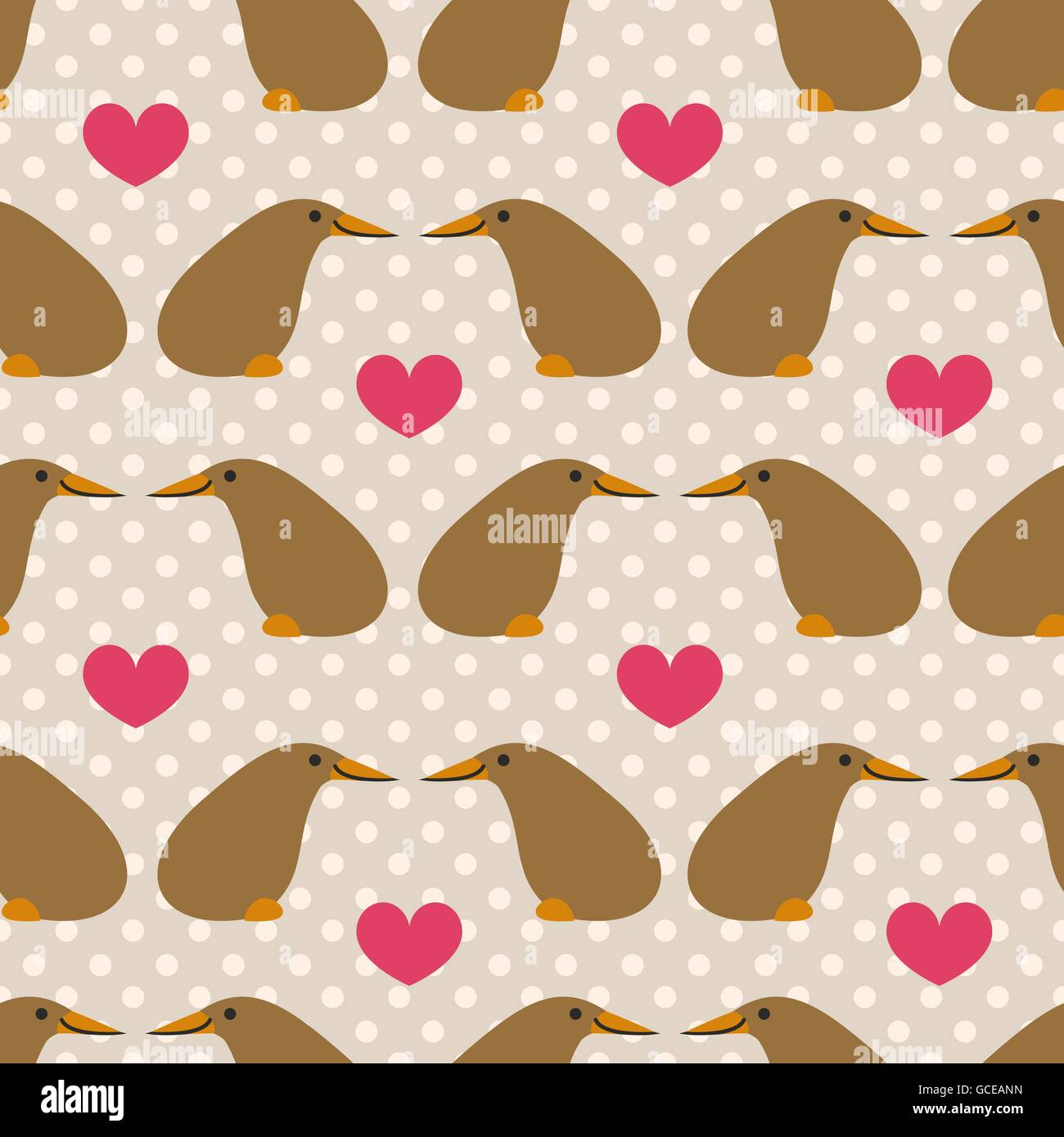 Seamless pattern with cute cartoon kiwi on grey dotted background Stock ...