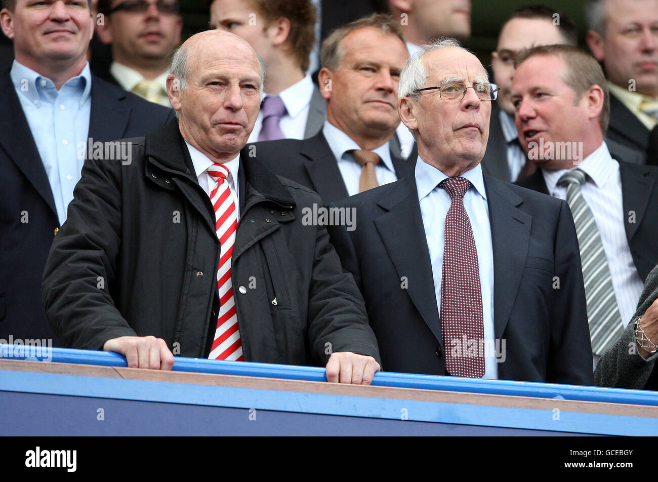 Stoke city chairman peter coates r with director of football hi-res ...