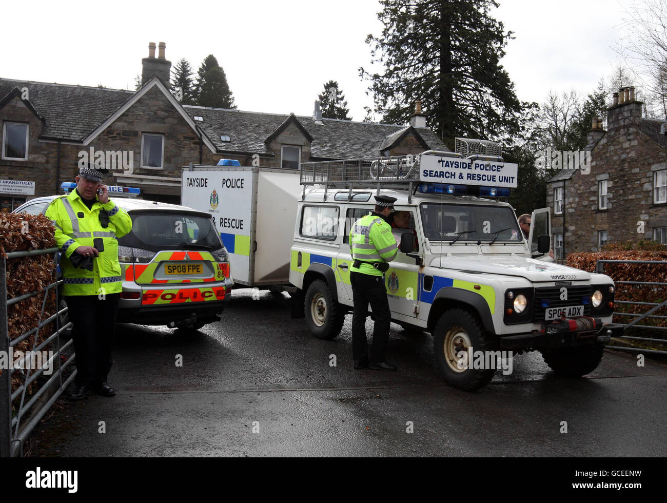 Emergency services at Grandtully, following the death of a19-year-old ...