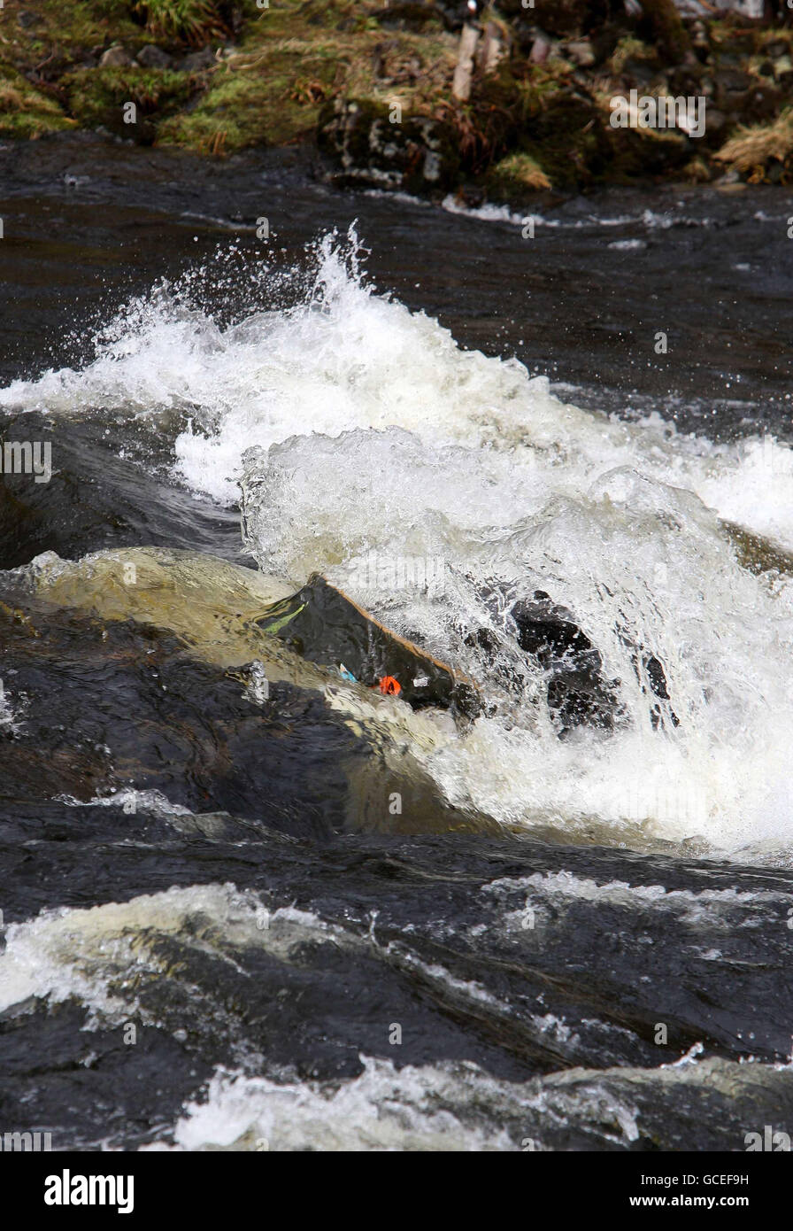 A kayak submerged under water in river tay grandtully hi-res stock ...