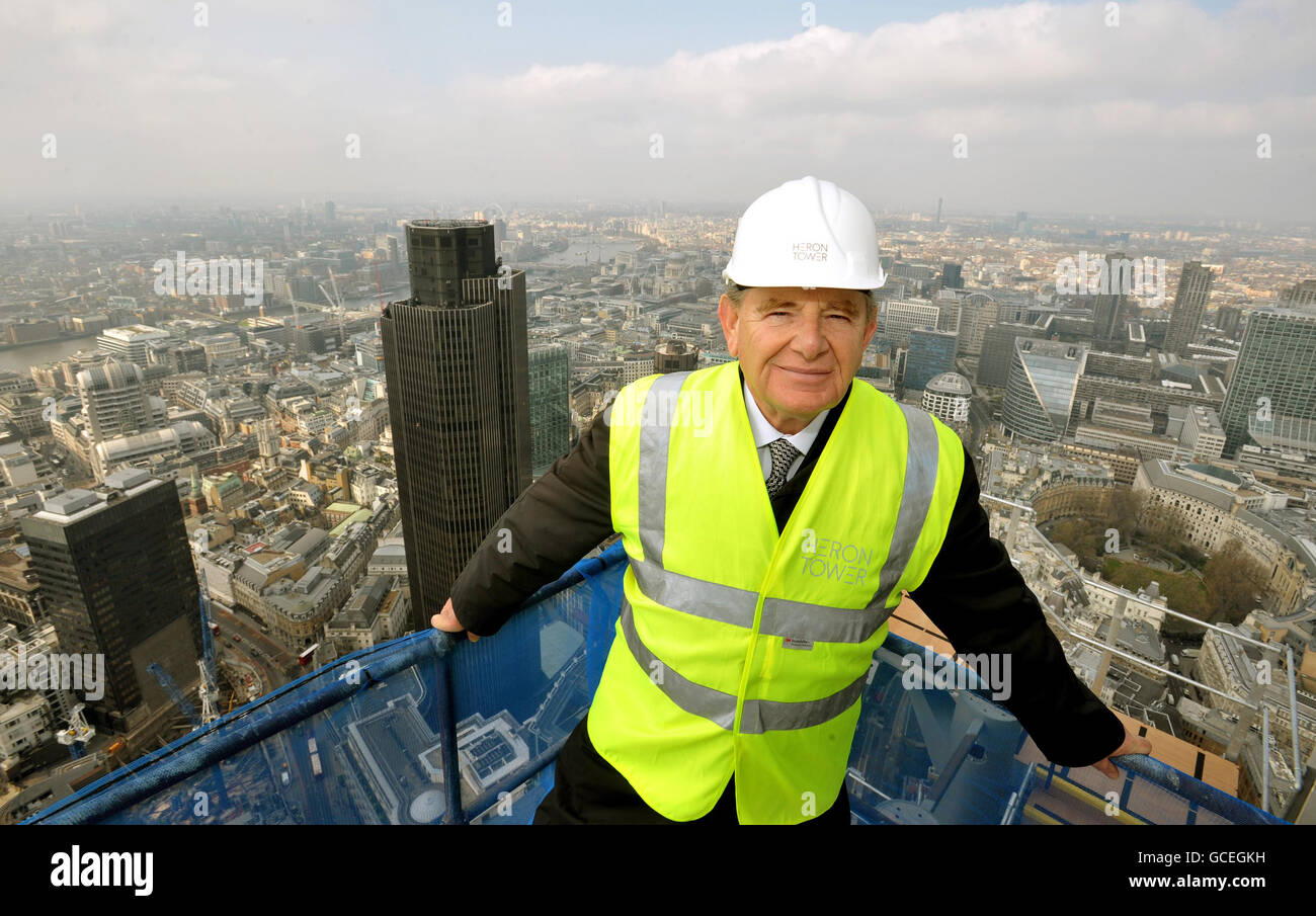 Gerald ronson stands on the 44th floor of heron tower hi-res stock ...