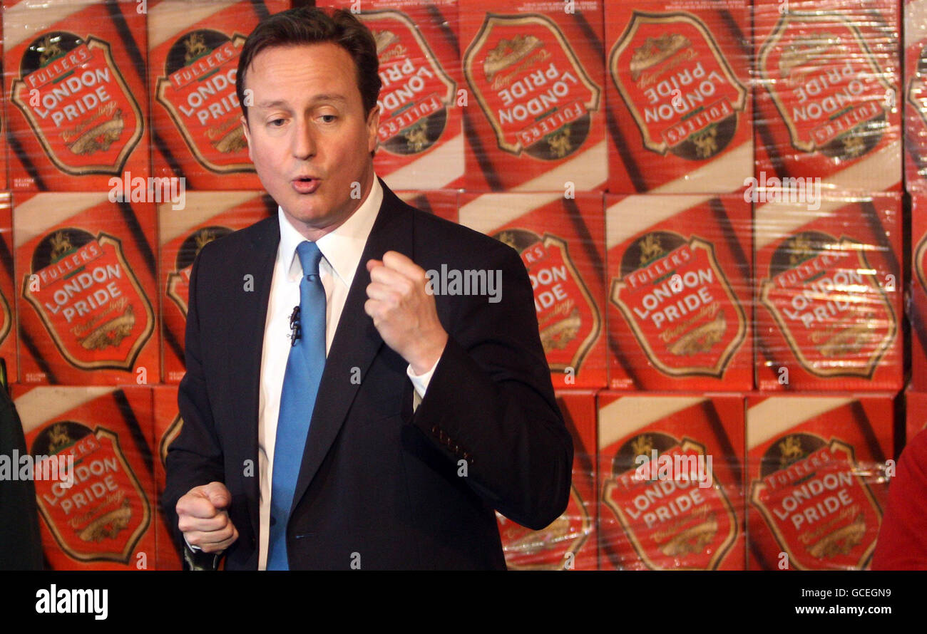Conservative Party Leader David Cameron during a visit to the Fuller's ...