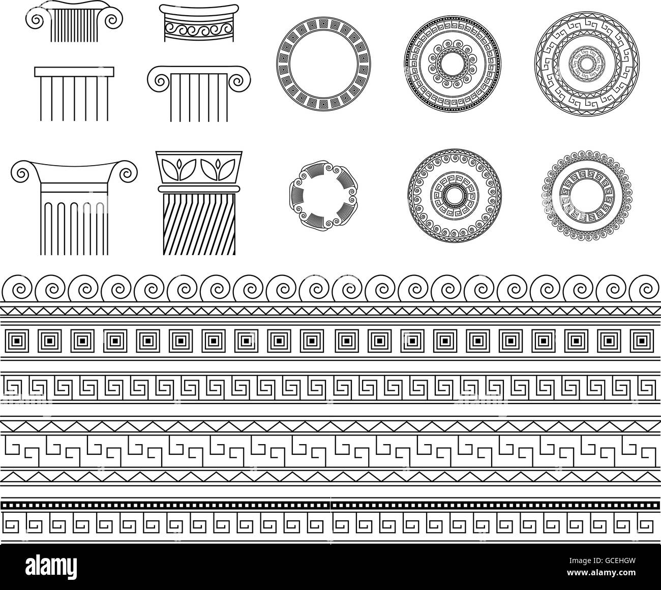 Greek meander borders, frames and columns set Stock Vector Image & Art ...