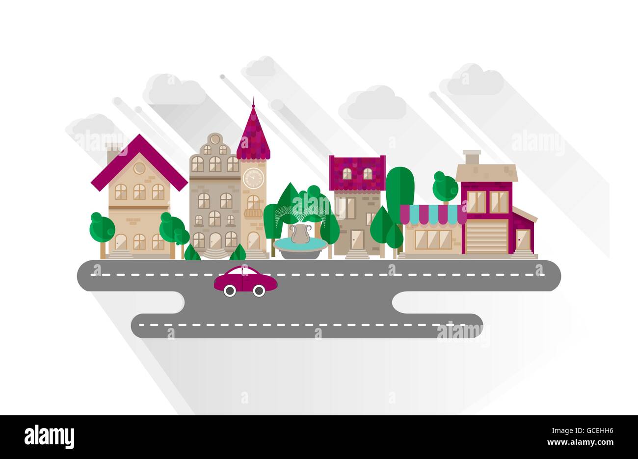 Maroon small car Stock Vector Images - Alamy