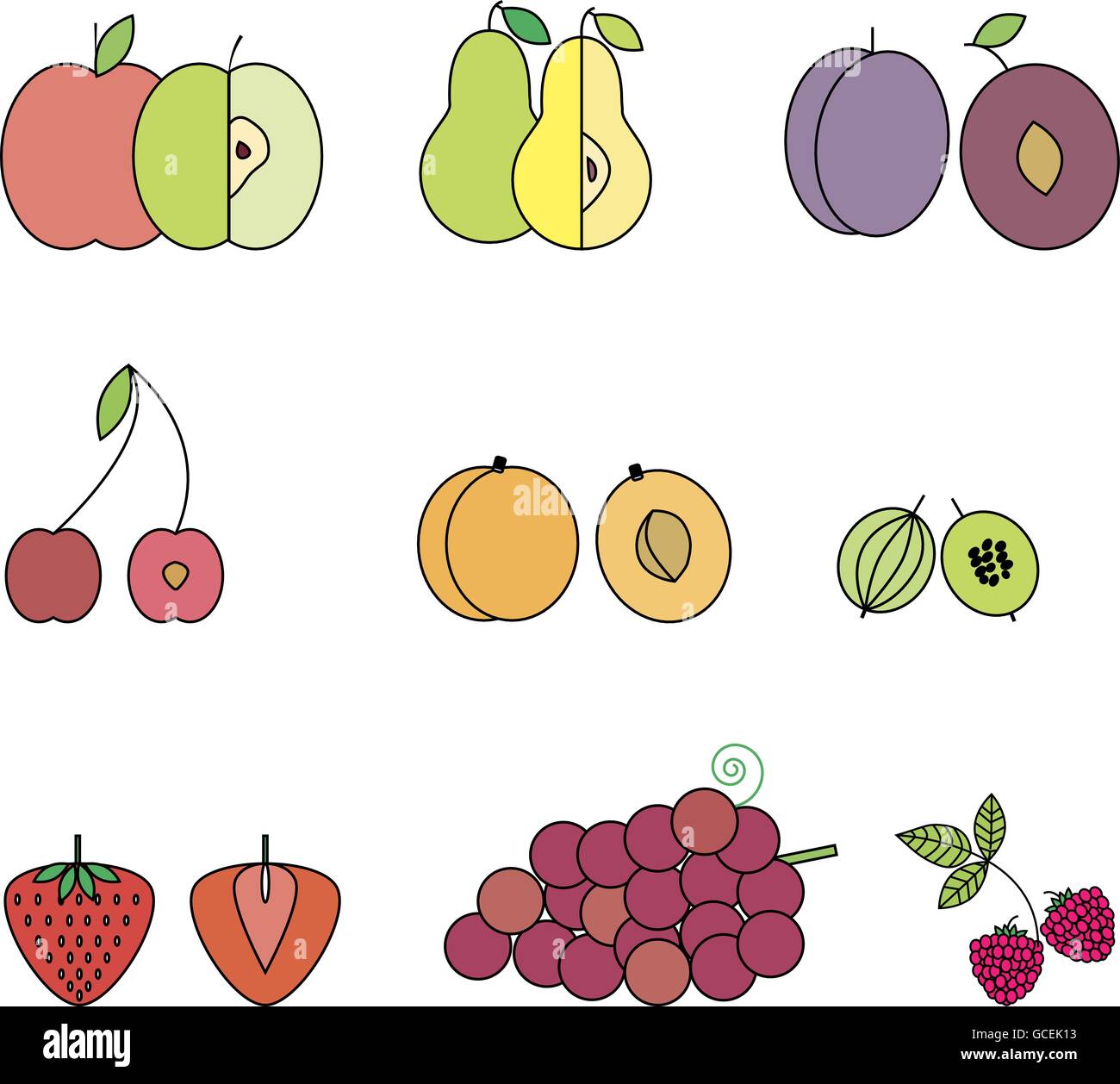 Flat Design Isolated Fruit Vector Icon Set Stock Vector Image & Art - Alamy