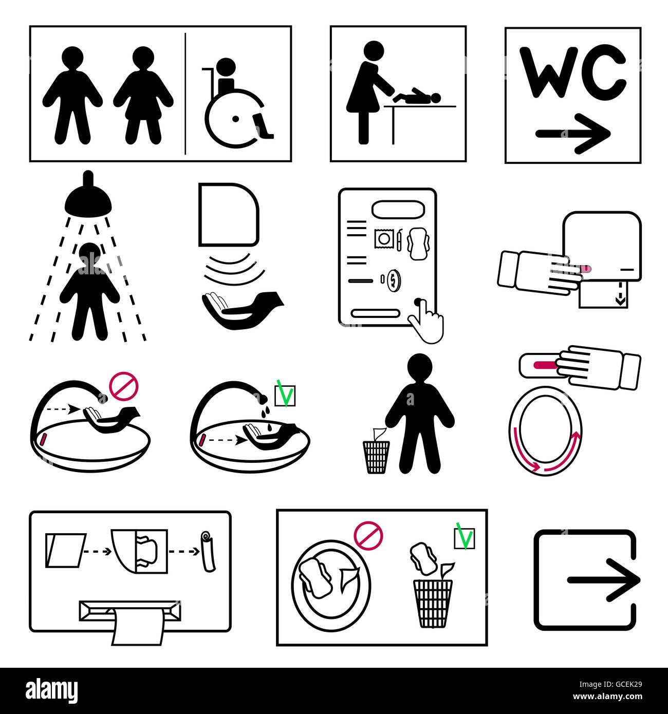 Toilet and bathroom signs for public places Stock Vector Image & Art ...