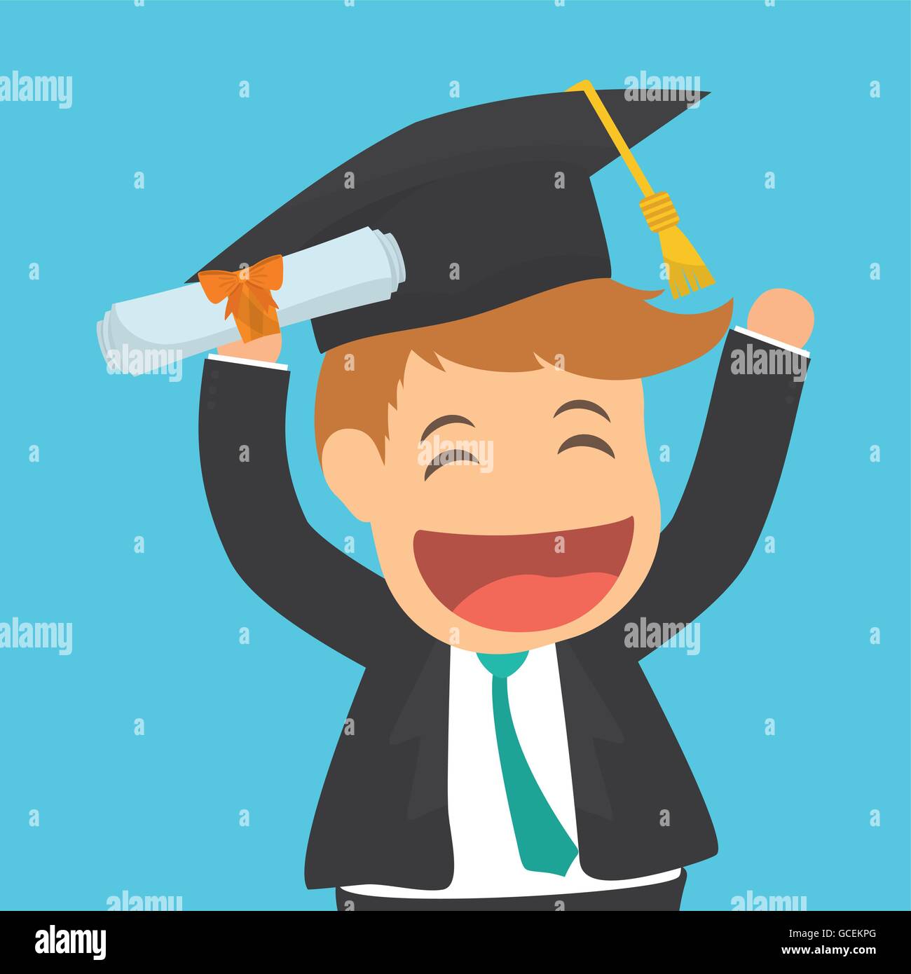 Graduation cap and cartoon icon. University design. Vector grap Stock ...