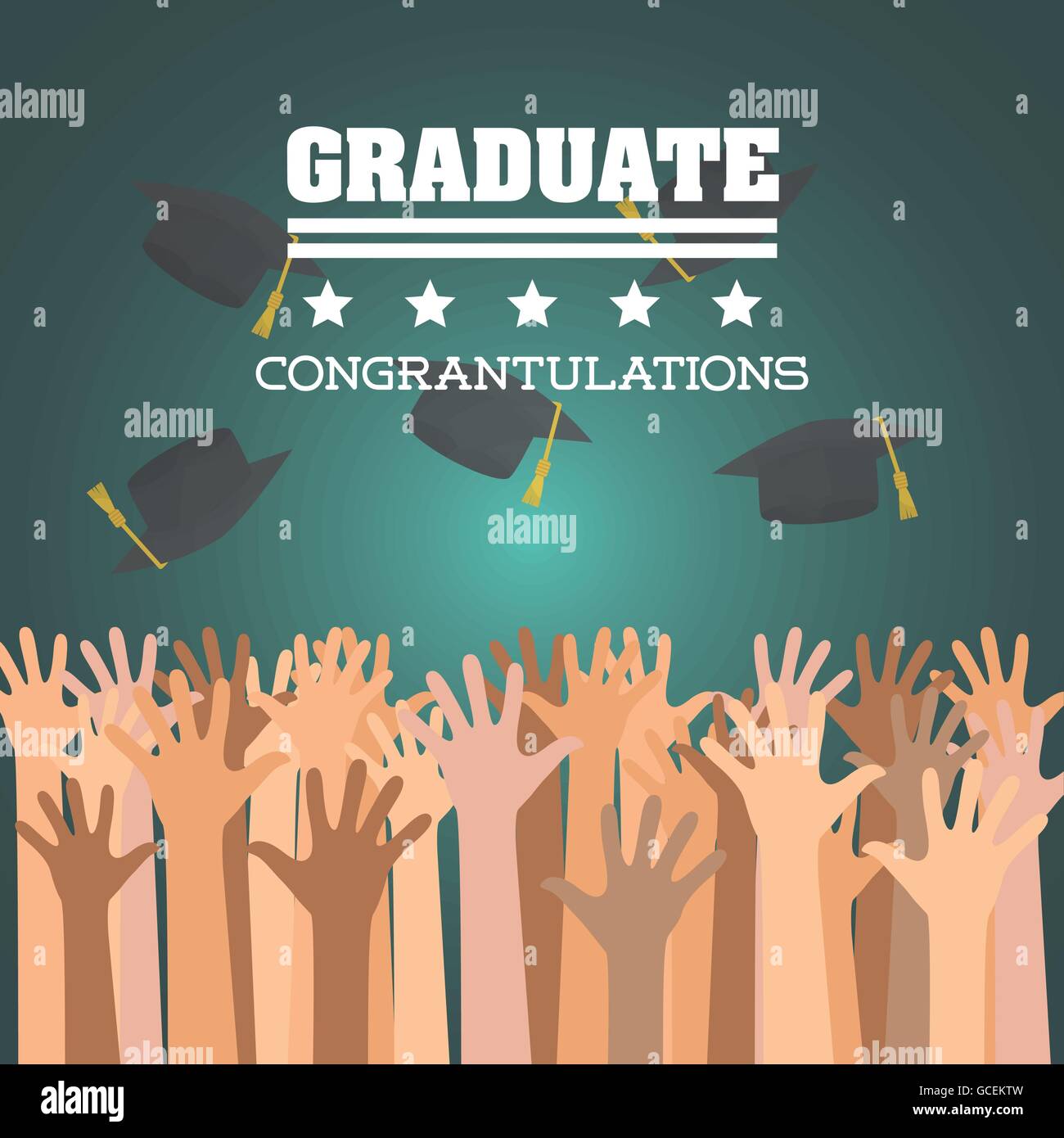 Graduation cap and hand icon. University design. Vector graphic Stock ...