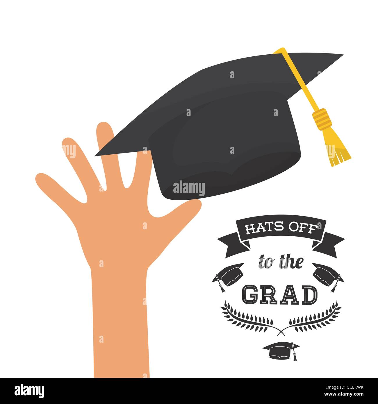Graduation cap and hand icon. University design. Vector graphic Stock ...