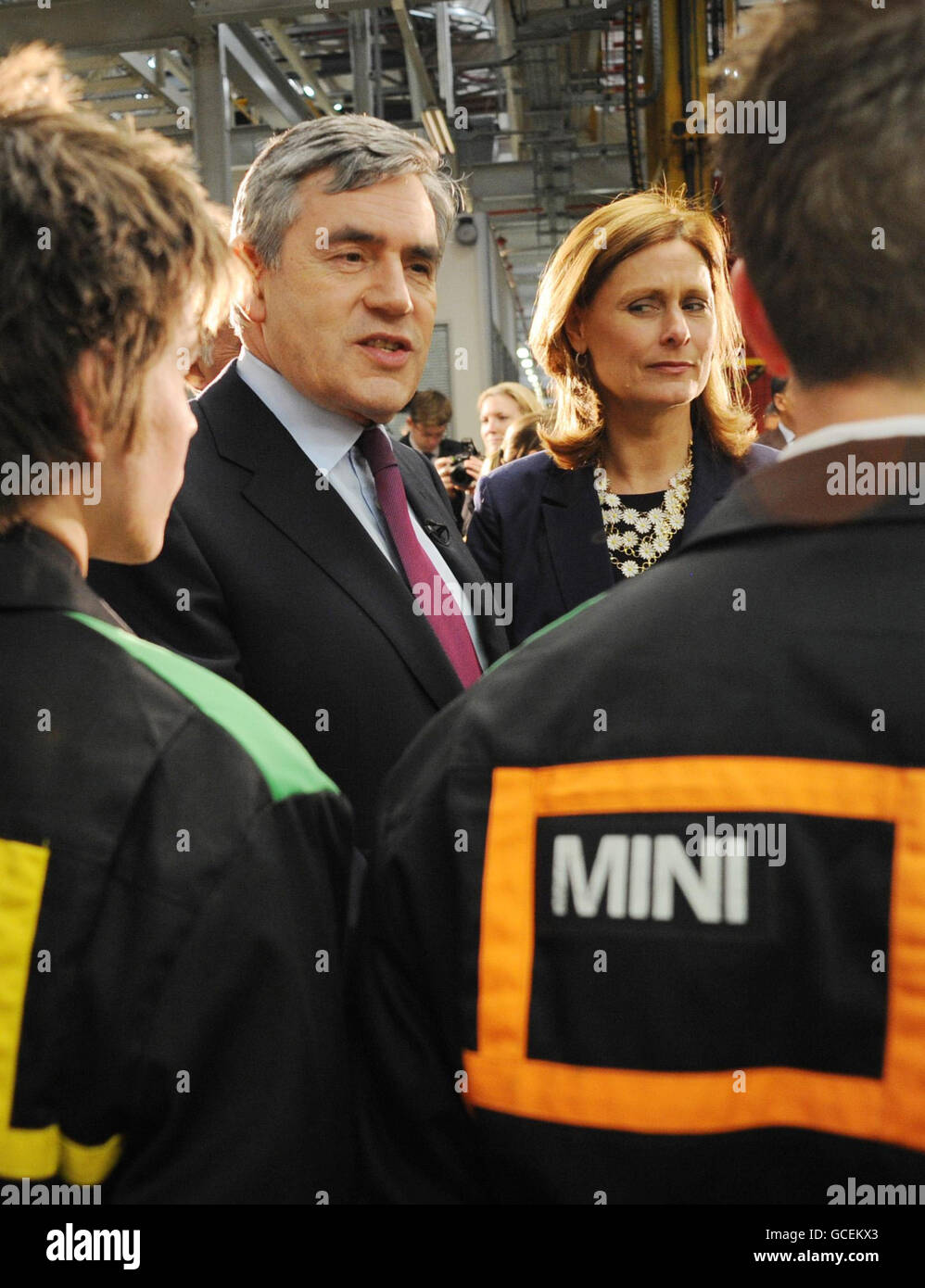 Prime Minister Gordon Brown and his wife Sarah meet staff during a ...