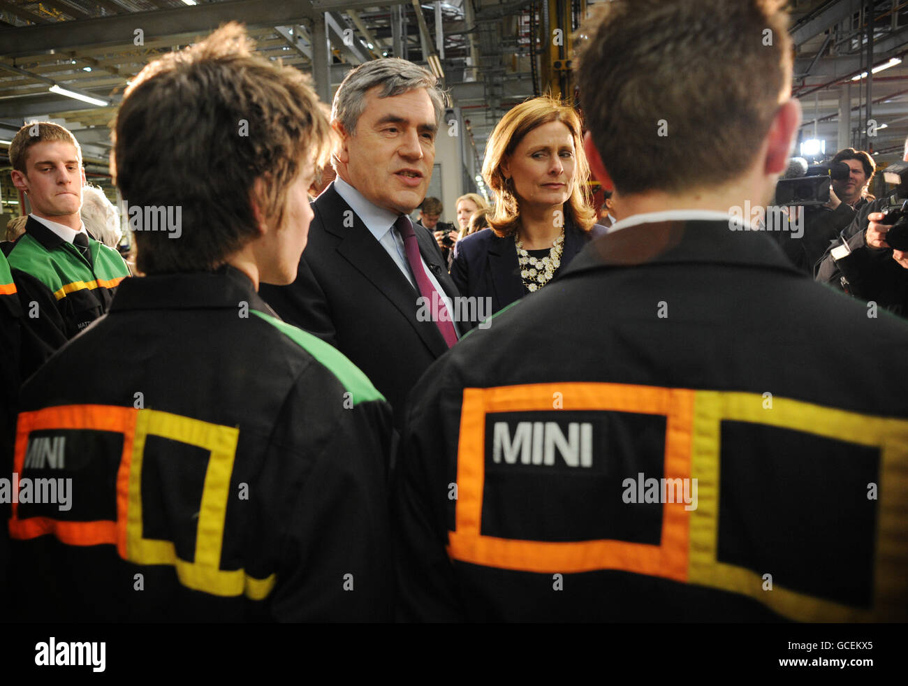 Prime Minister Gordon Brown and his wife Sarah meet staff during a ...