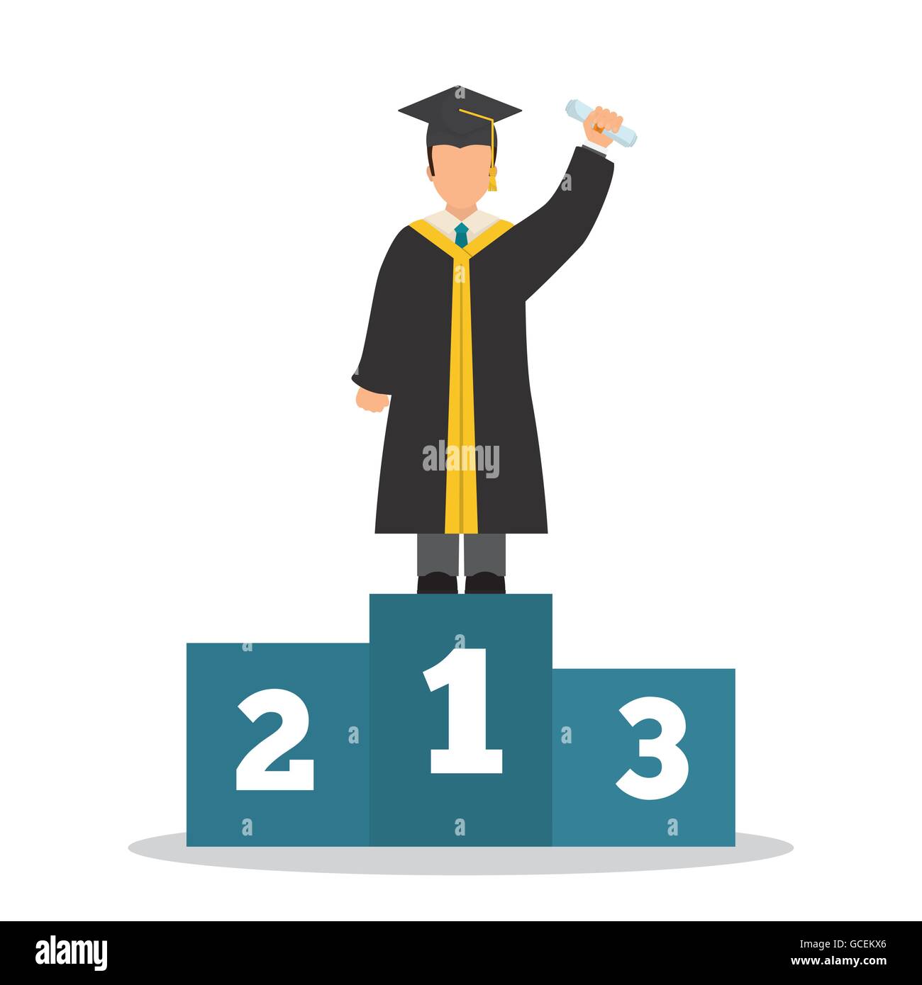 Graduation cap and boy avatar icon. University design. Vector g Stock ...