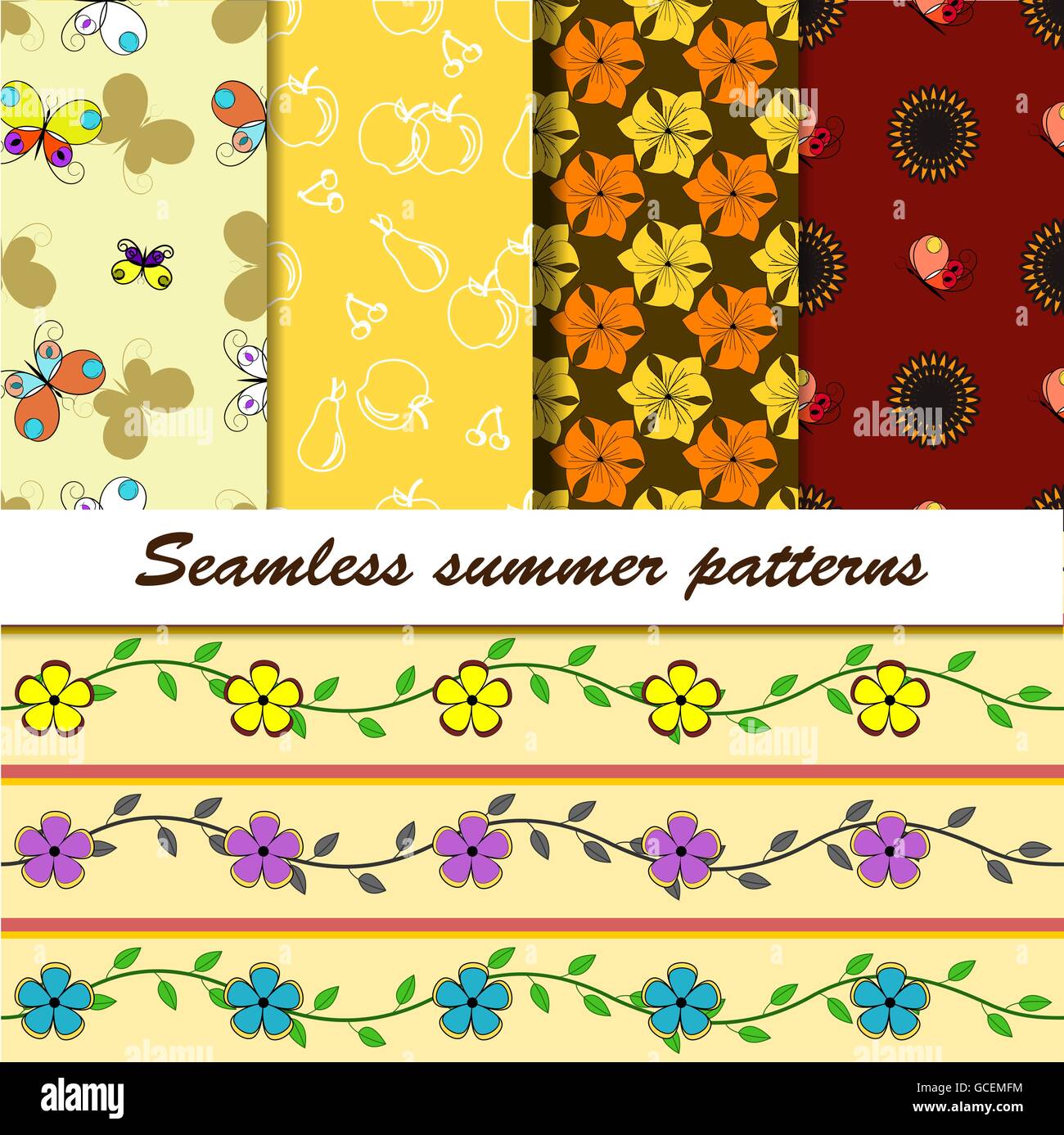 Colorful flower patterns Stock Vector Images - Alamy