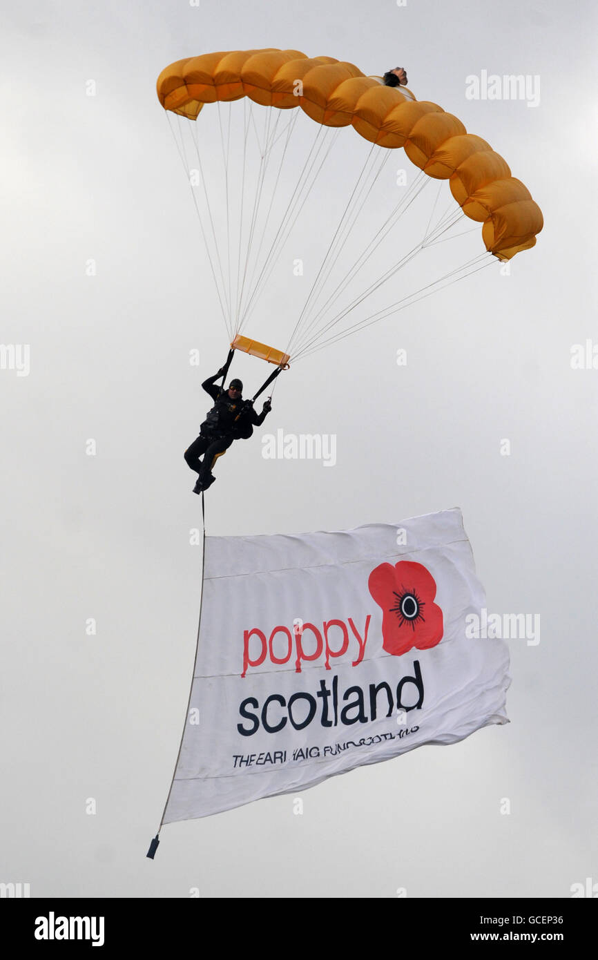A Member of the Golden Lions Scottish Infantry Parachute Display Team ...