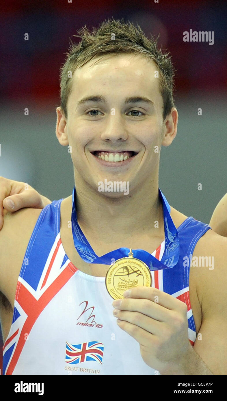 Great Britain's Daniel Keatings celebrates winning gold on the pommel ...