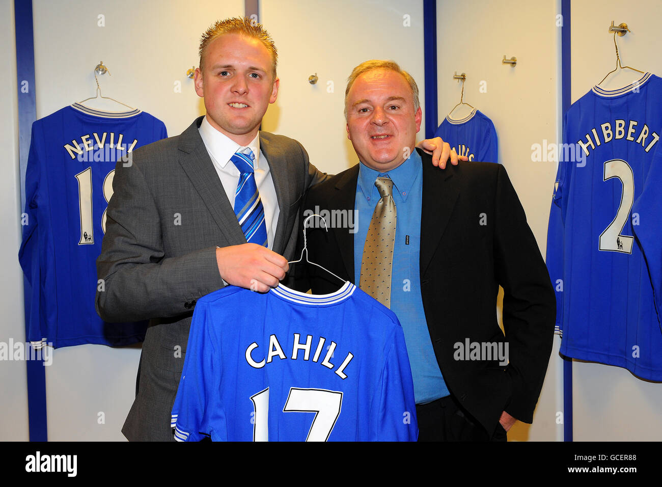 Guests in the dressing room at Everton's player of the Month lunch ...