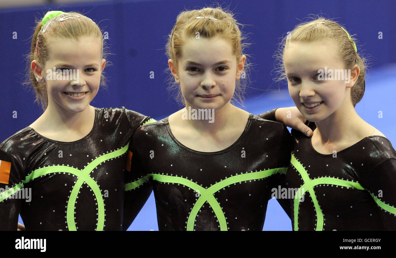 Ireland's junior team pose for a photograph (left to right: Emma Lunn, Nicole Mawhinney and ...