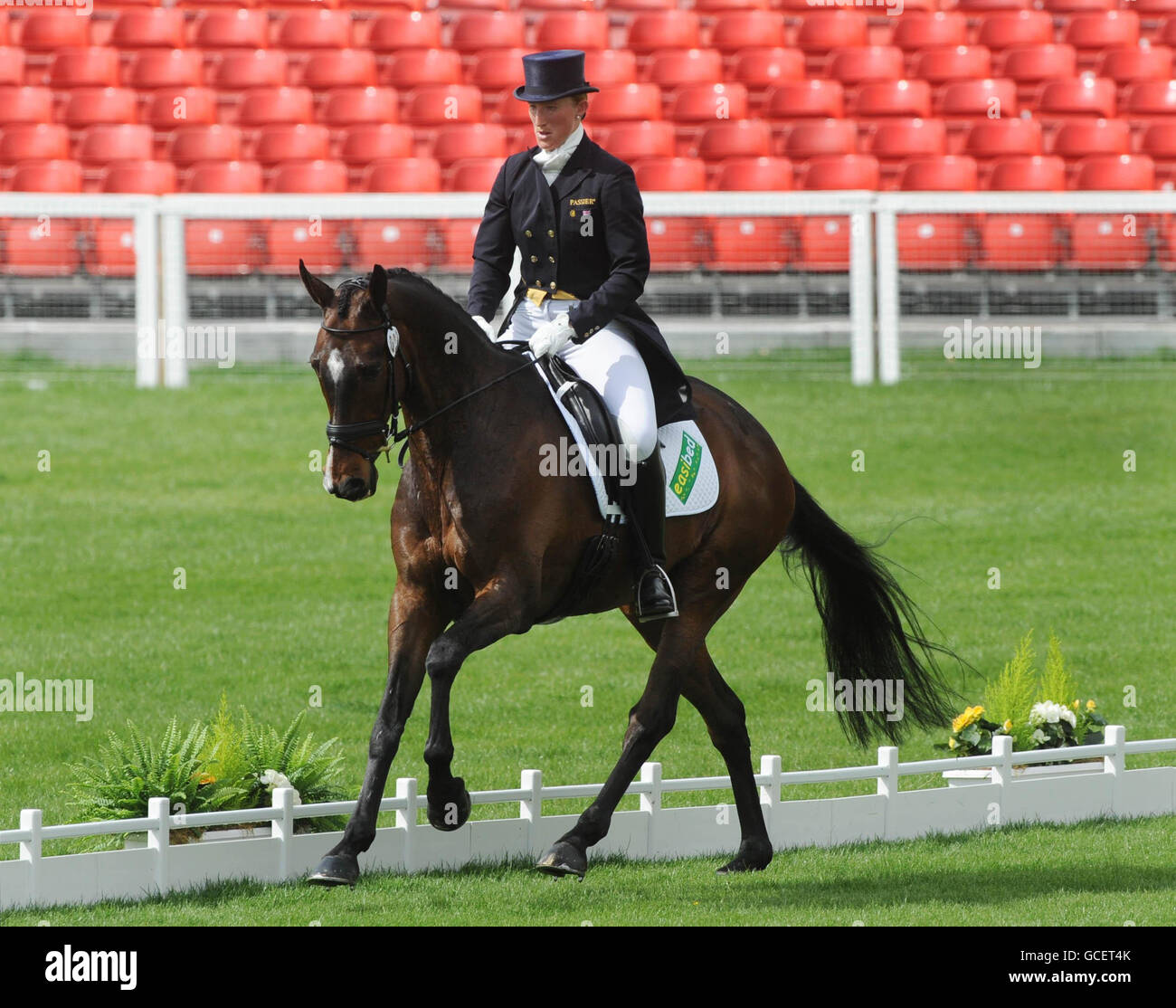 Ruth Edge on Two Thyme in the dressage during Day One of the Badminton ...