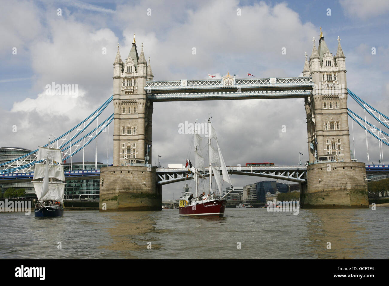 World's smallest Tall Ships at Tower Bridge Stock Photo - Alamy