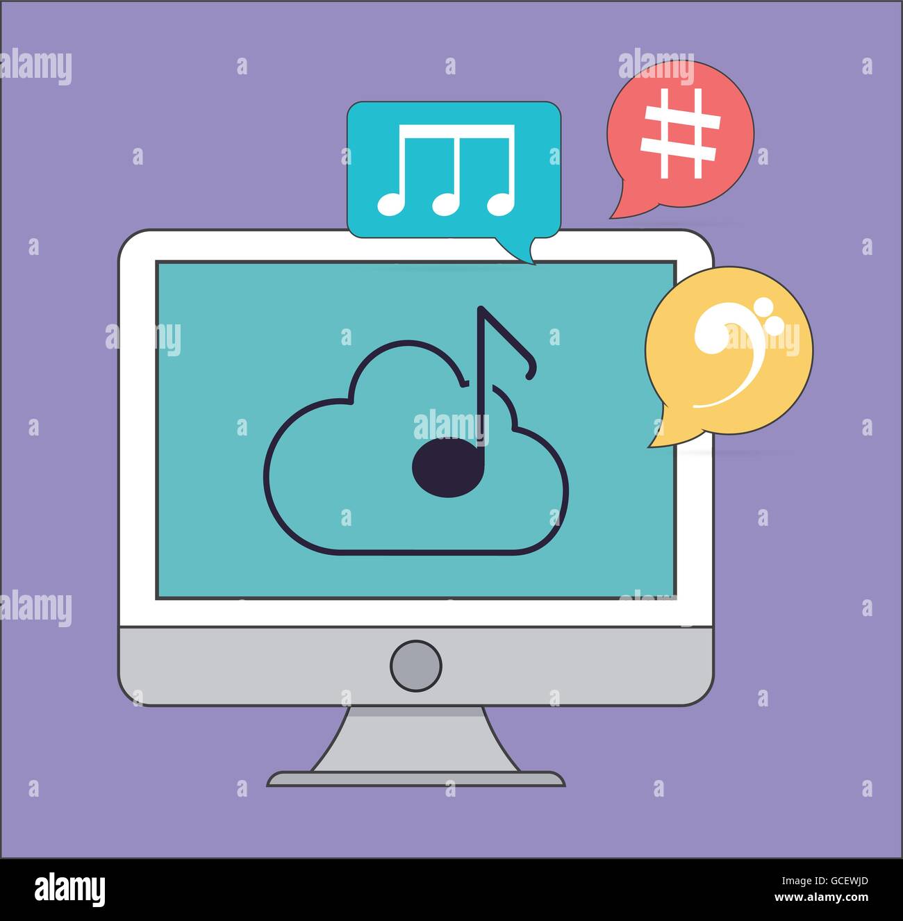 Computer icon. Music online and Technology. Vector graphic Stock Vector ...