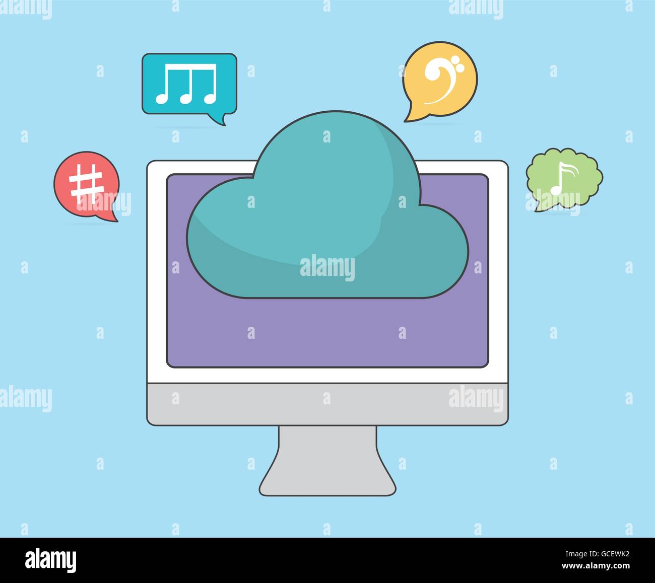 Computer icon. Music online and Technology. Vector graphic Stock Vector ...