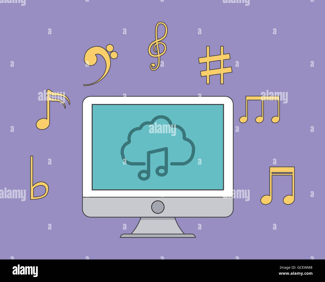 Computer icon. Music online and Technology. Vector graphic Stock Vector ...