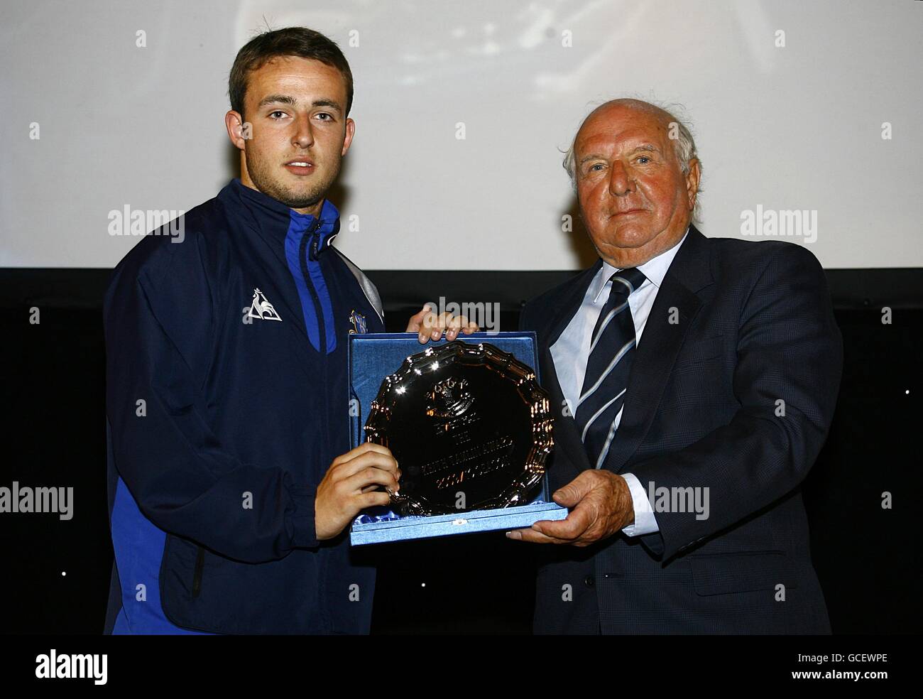 Everton's Overall Youth Team Winner Jose Baxter (left) receives his ...