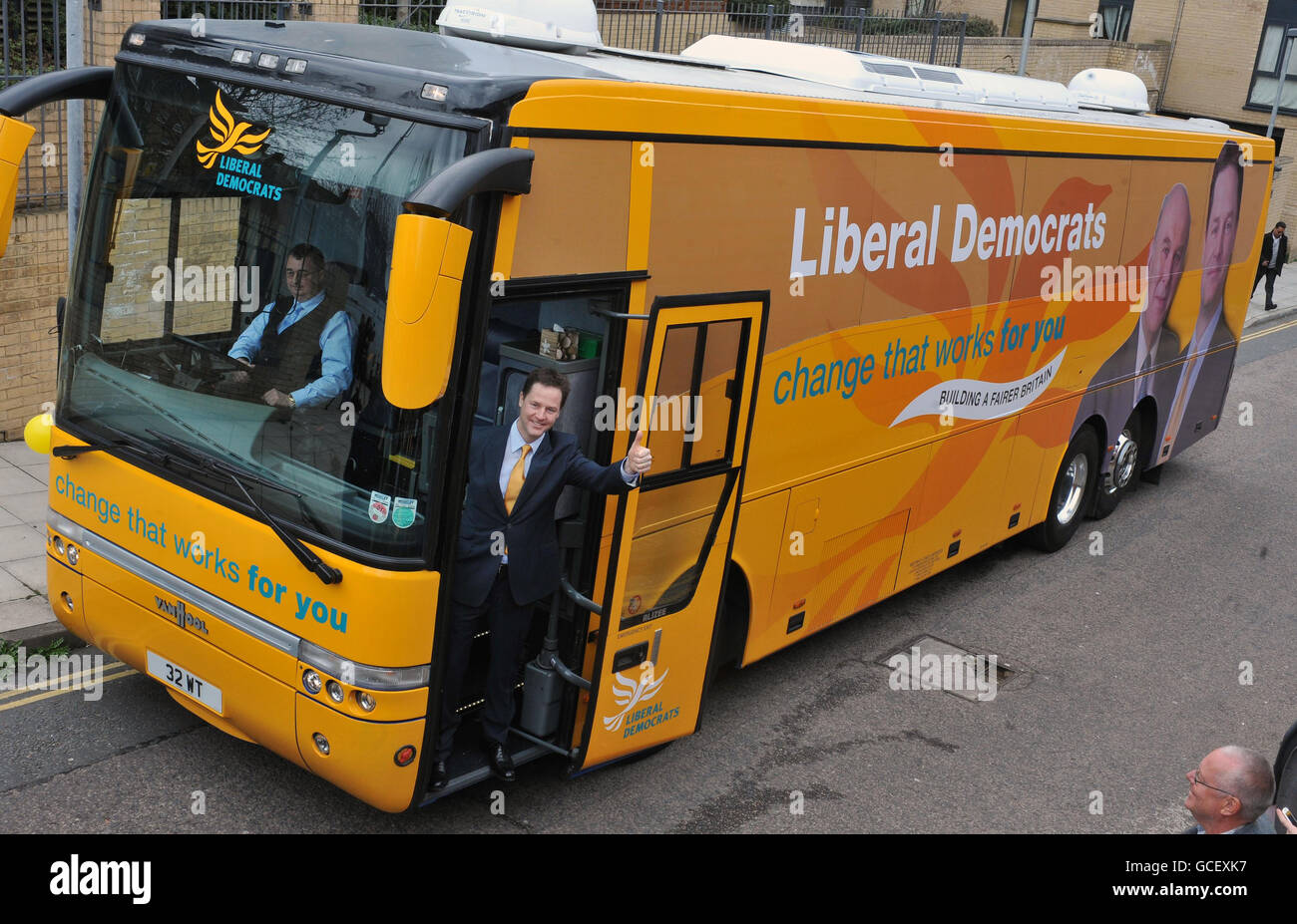 Liberal Democrat's election battle bus launched Stock Photo - Alamy