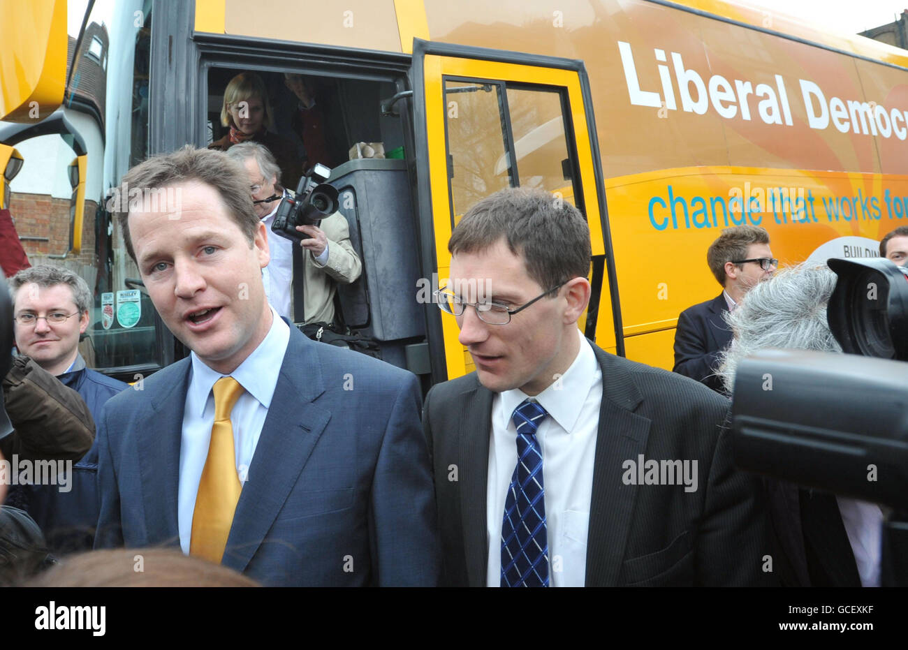 Liberal Democrat's election battle bus launched Stock Photo - Alamy