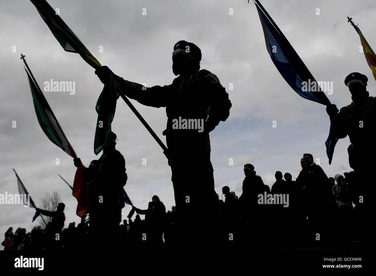 Masked members of the Real IRA at a Republican Easter commemoration ...